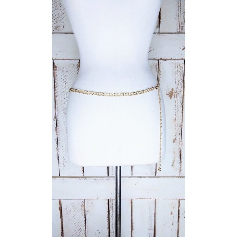 Gold Metal Chain Double Link 90s Hip Belt Vintage Lig… - Gem